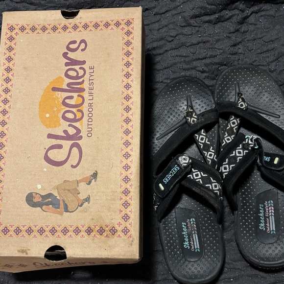 Skechers | Shoes | Skechers Black Sandals With Box | Poshmark